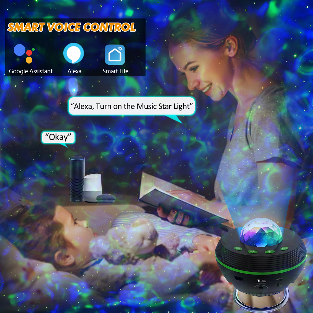 New WiFi Tuya Smart LED Star Galaxy Projector Ocean Wave Starry Sky ...