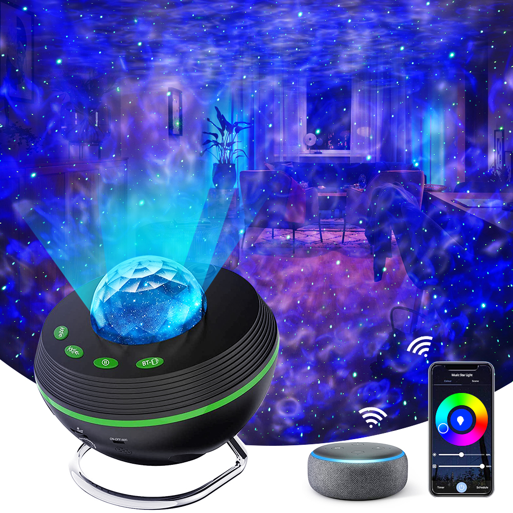New WiFi Tuya Smart LED Star Galaxy Projector Ocean Wave Starry Sky ...