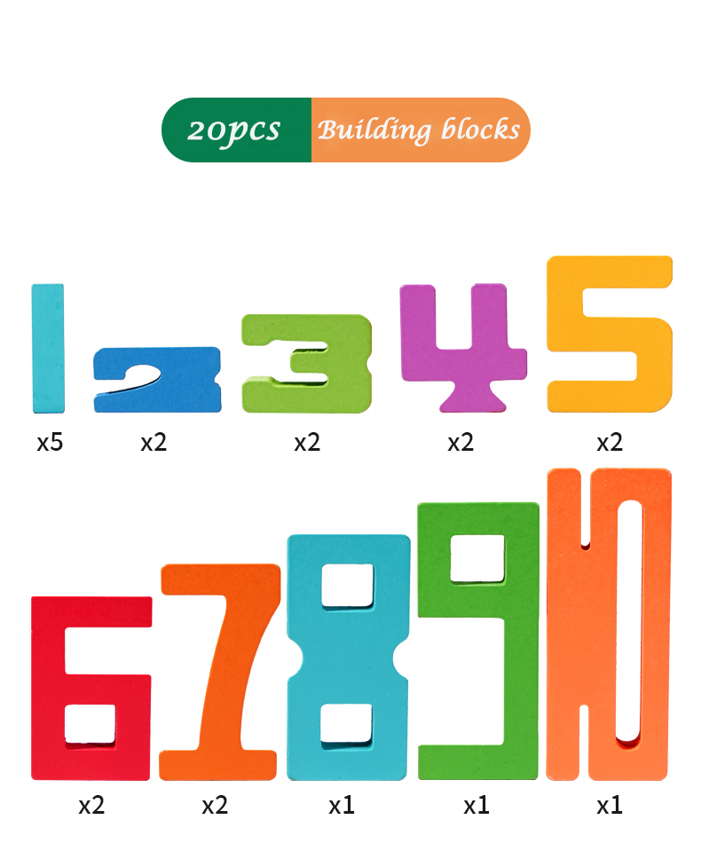 Montessori Math Toys Wooden Number Stacking Building Blocks Digital ...