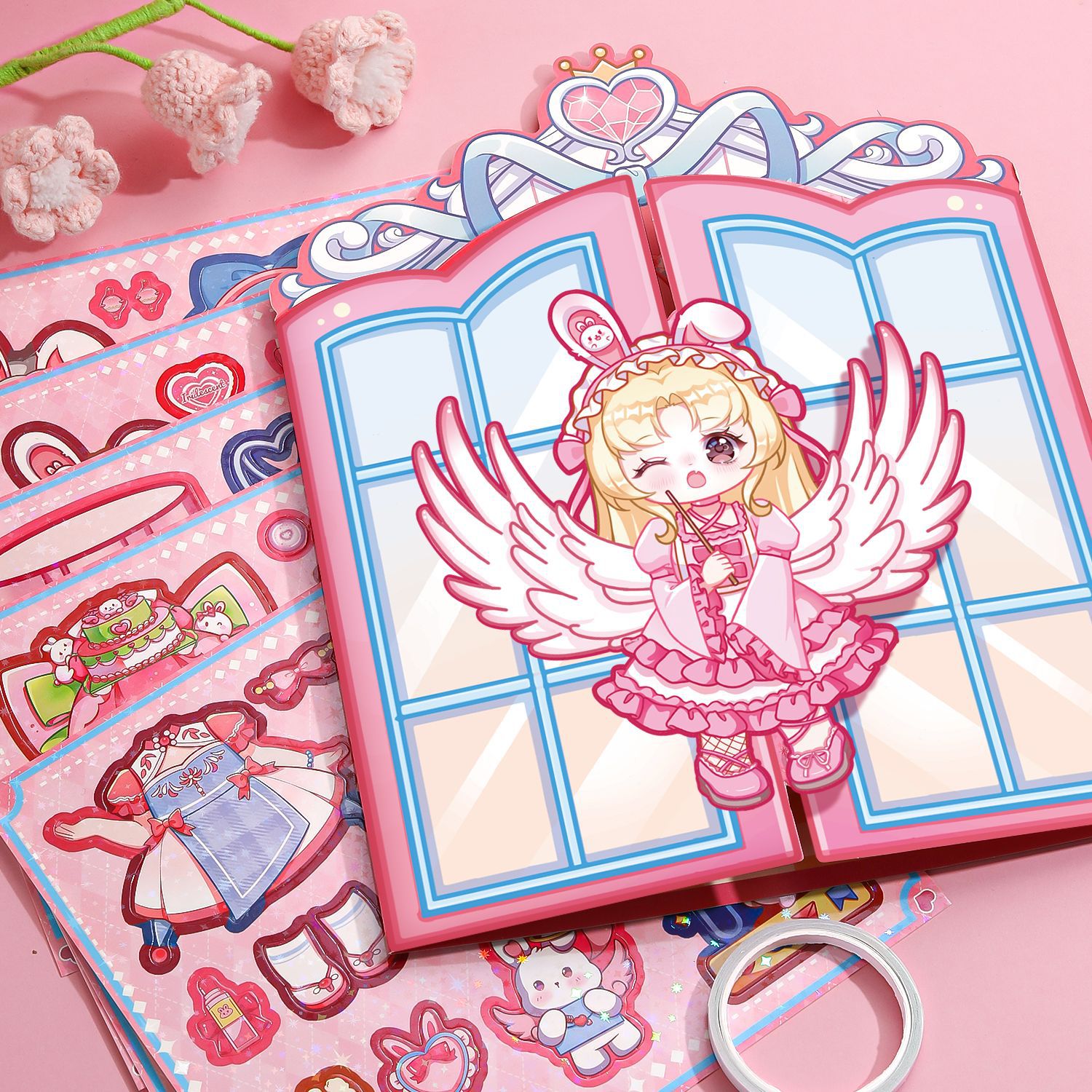 Fold Ear Sister Landscaping Dress-Up Sticker Book 3D Scene Three ...