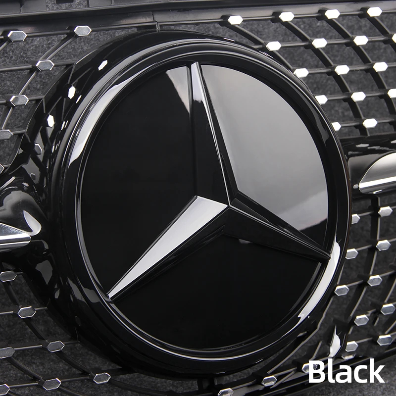 Car Front Grille Emblem Star Badge Logo Chrome black Silver 3D Mirror ...
