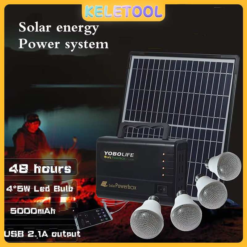 Portable Power Station Power Bank Solar Generator with LED Light ...