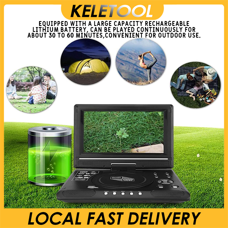 7.8 Inch 270° Rotatable LCD Screen Home Car TV DVD Player Portable VCD ...