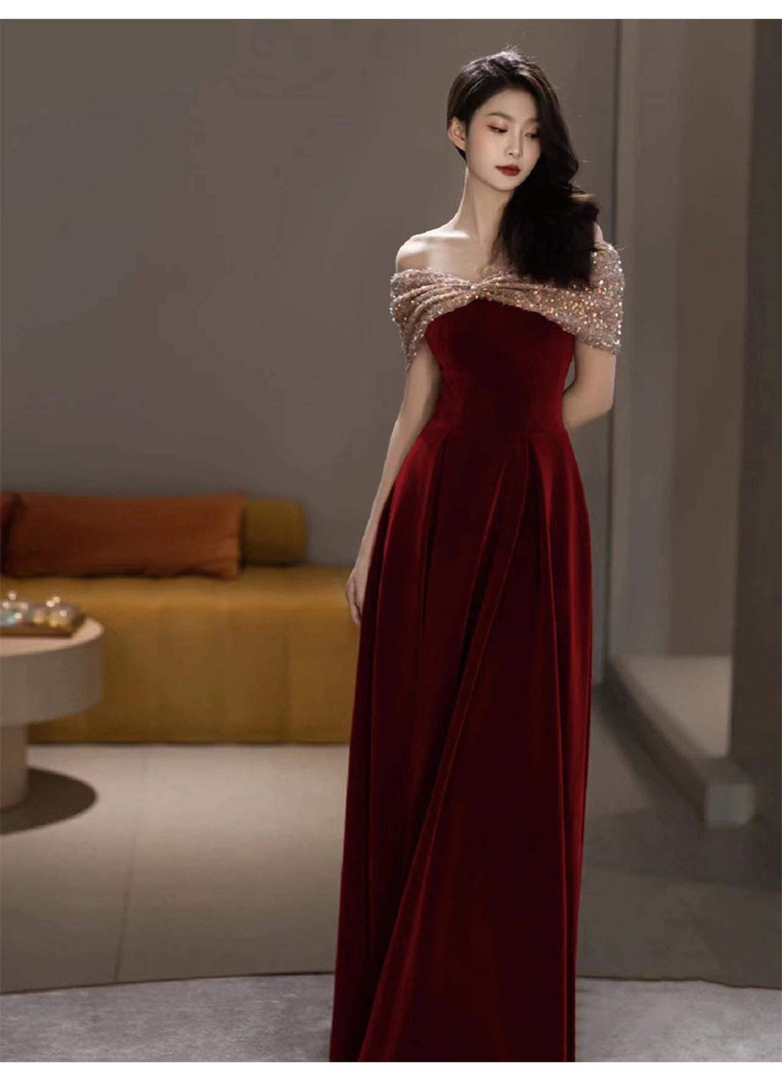 Prom Luxury High End Formal Event Red Banquet Long Evening Dress For ...