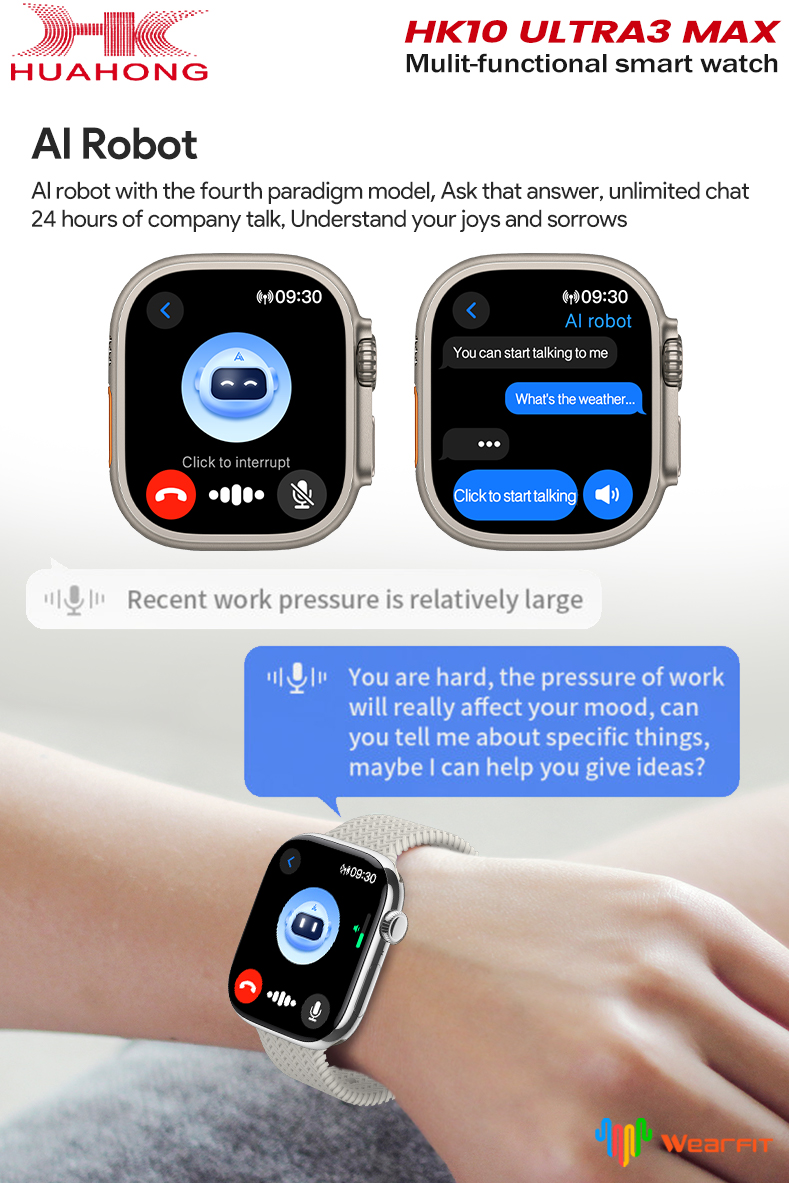 HK10 ULTRA 3 MAX GEN2 SmartWatch 4G ROM AI ROBOT 2.02 AMOLED Compass ...