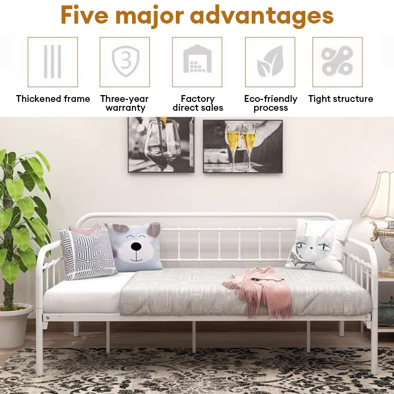 YIJU 6FT Metal Sofa Bed Single Iron Bed Frame Daybed Katil Bujang Katil ...