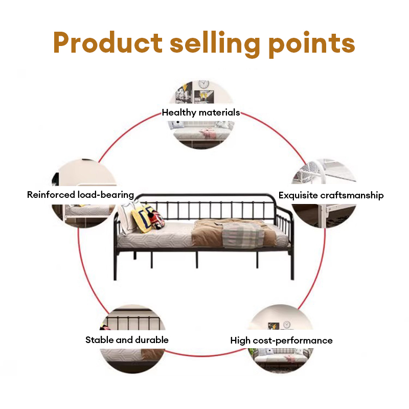 YIJU 6FT Metal Sofa Bed Single Iron Bed Frame Daybed Katil Bujang Katil ...