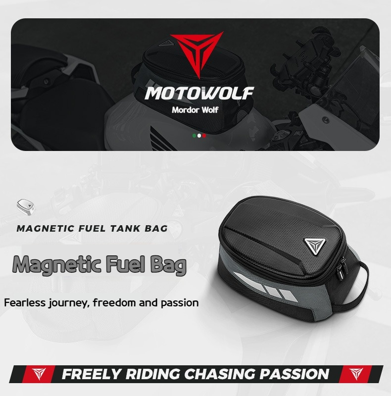 MOTOWOLF Magnetic Tank Bag Water-Resistant Industrial Grade Ballistic ...