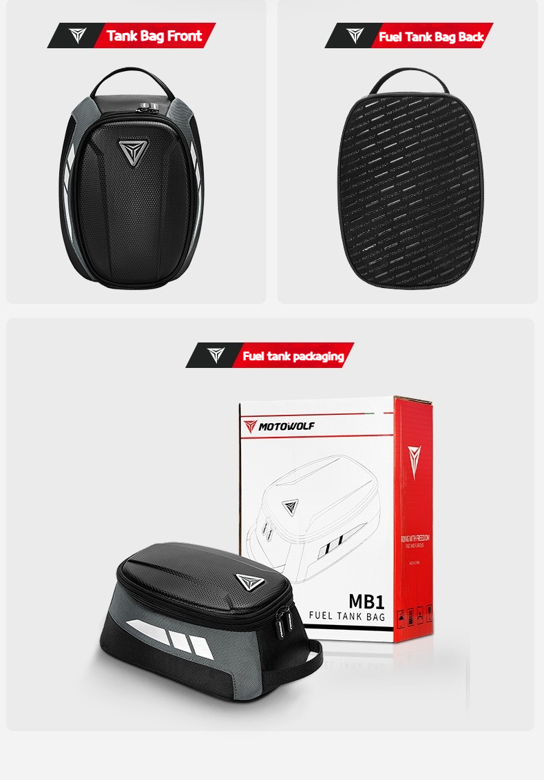MOTOWOLF Magnetic Tank Bag Water-Resistant Industrial Grade Ballistic ...