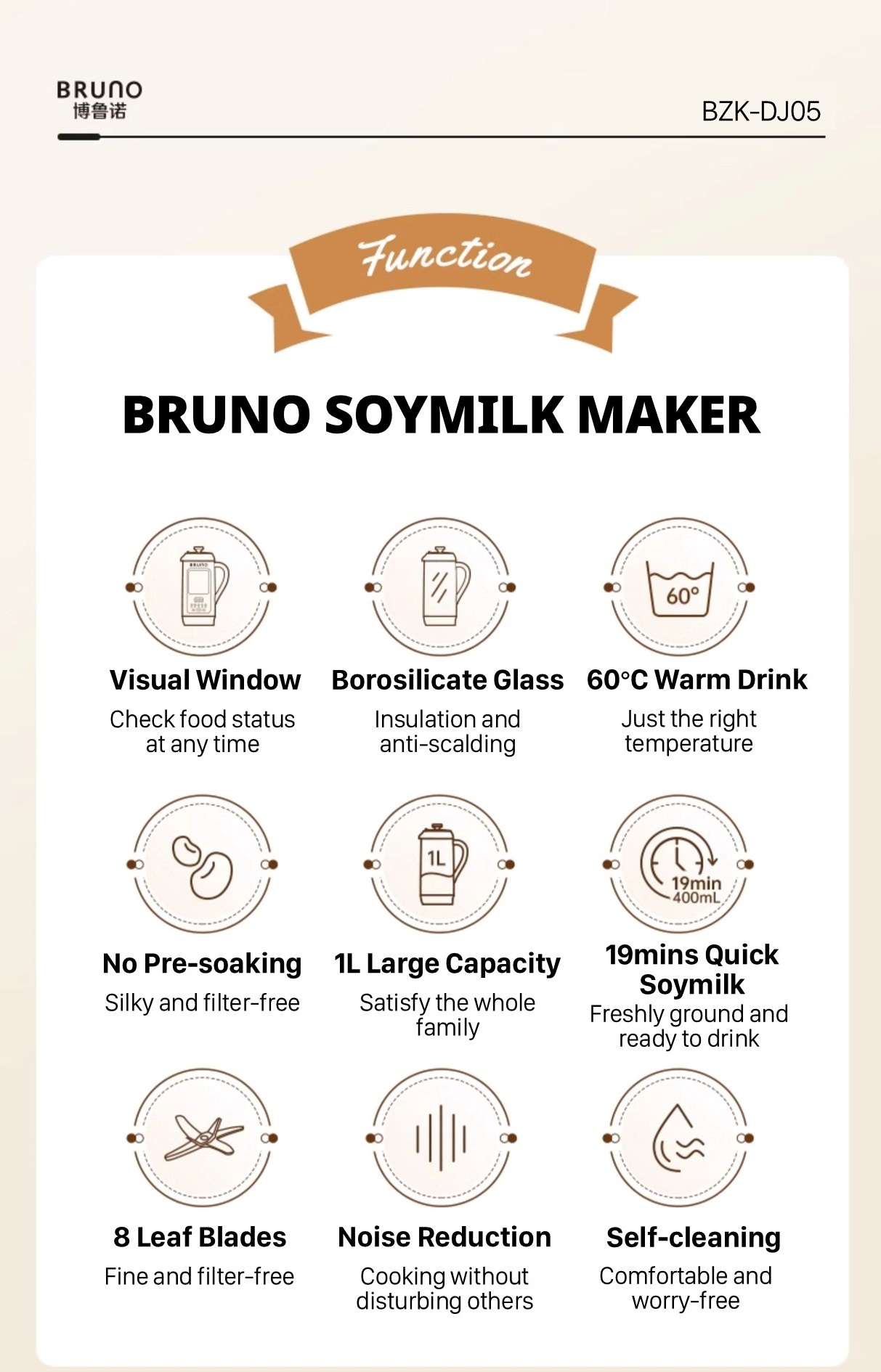 【MY STOCK】BRUNO Soymilk Maker 1000ml Glass Soya Bean Machine Food ...
