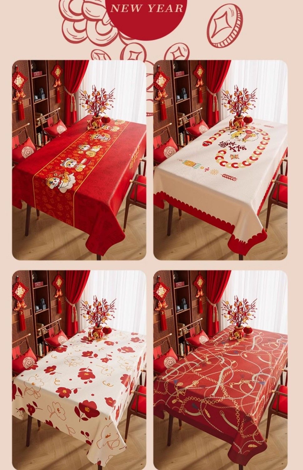 Cute Snake Table Tablecloth PVC Waterproof Oil-Proof Round Dinner Table ...