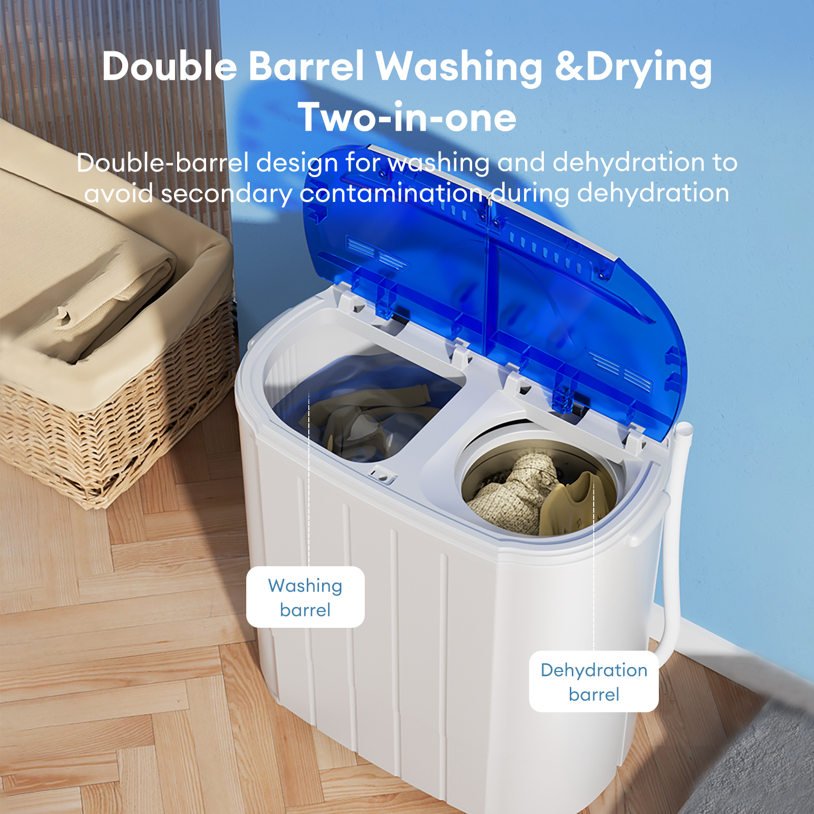 HODEKT 8.5kg Mesin Basuh 2 In 1 Twin-Tubs Washing Machine Blue Light ...