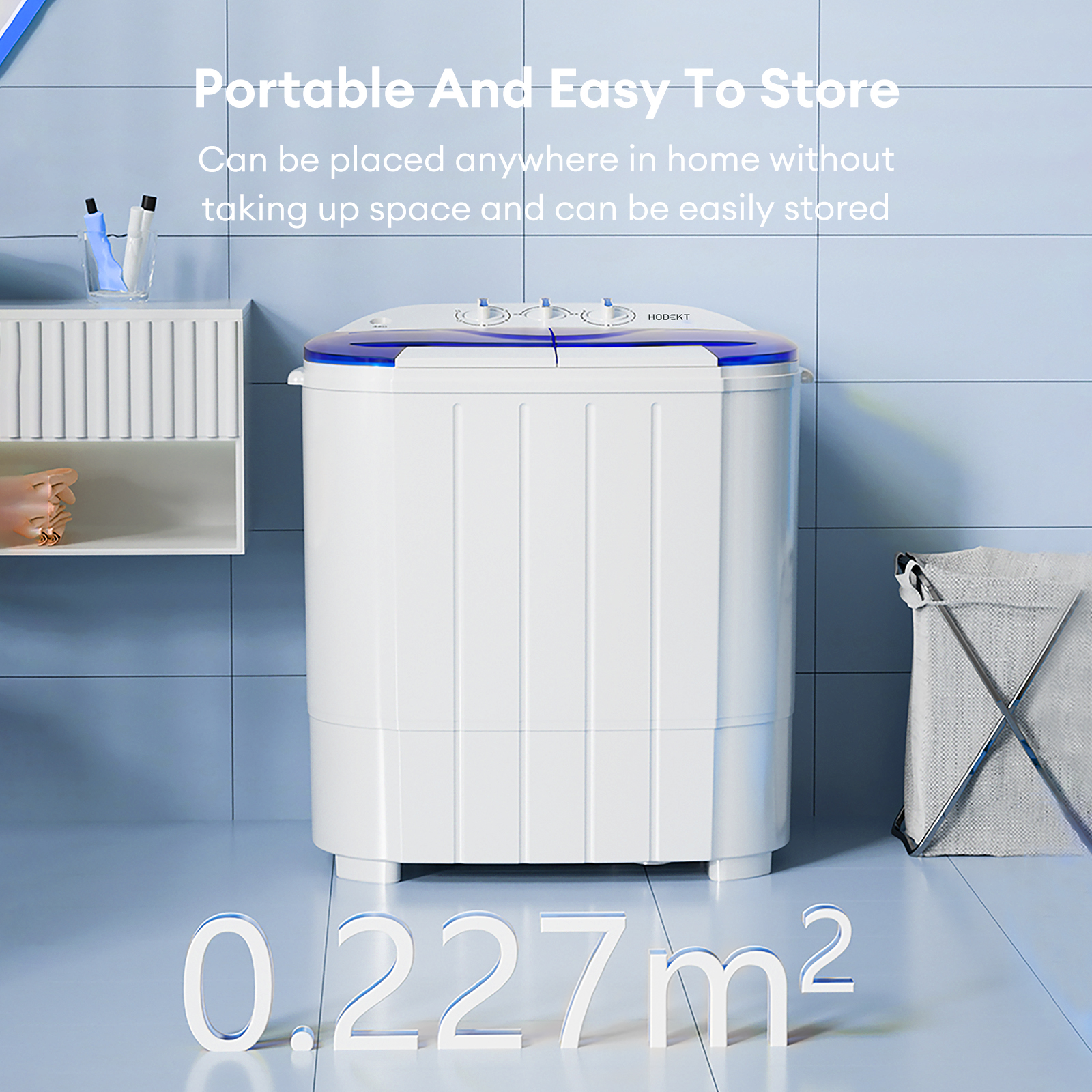HODEKT 8.5kg Mesin Basuh 2 In 1 Twin-Tubs Washing Machine Blue Light Sterilization Double Barrel ...