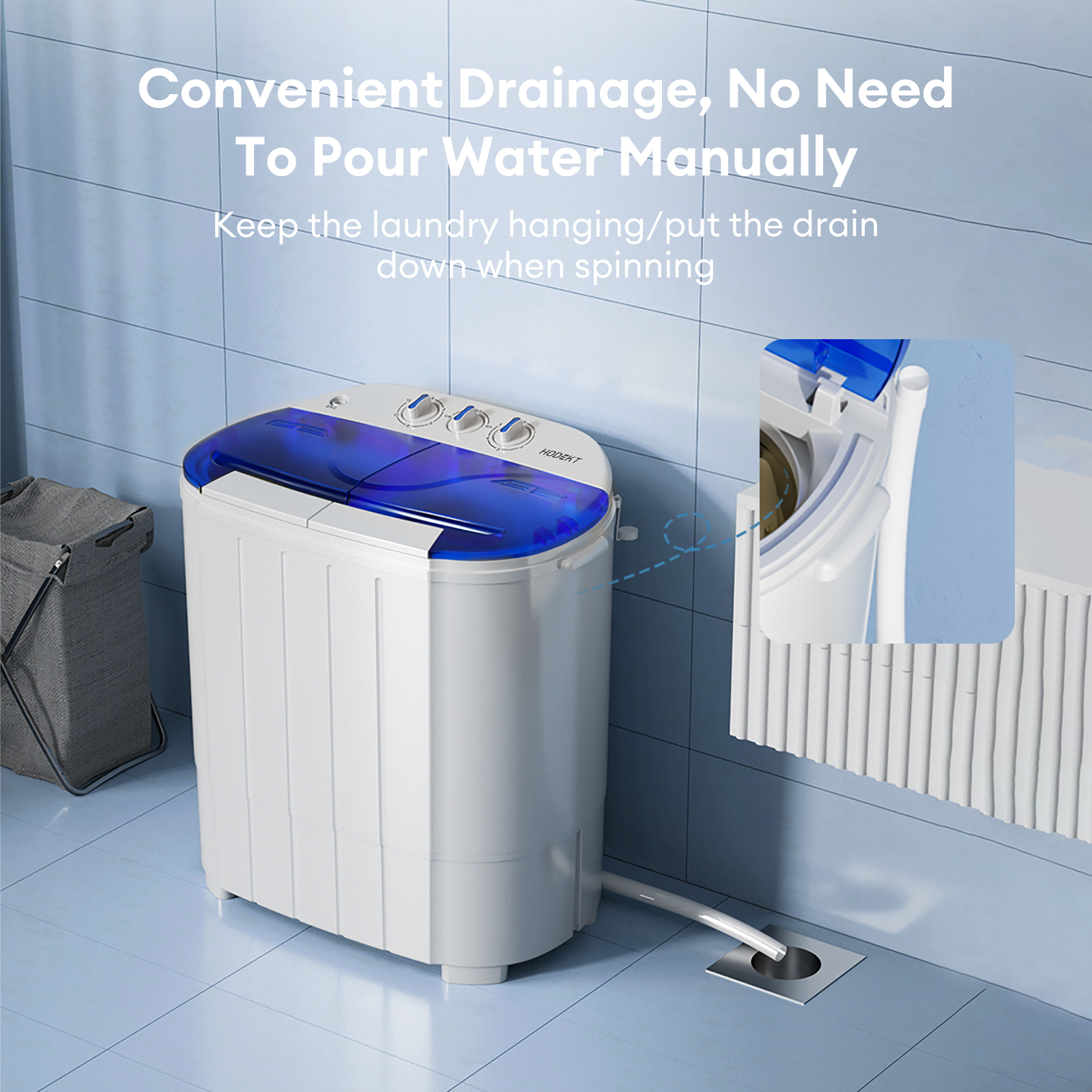 HODEKT 8.5kg Mesin Basuh 2 In 1 Twin-Tubs Washing Machine Blue Light ...