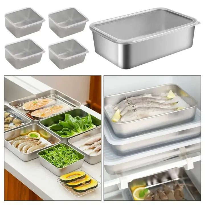 4PCS(S+M+L+XL) Set 304 Stainless FoodContainer Box Stainless Box ...