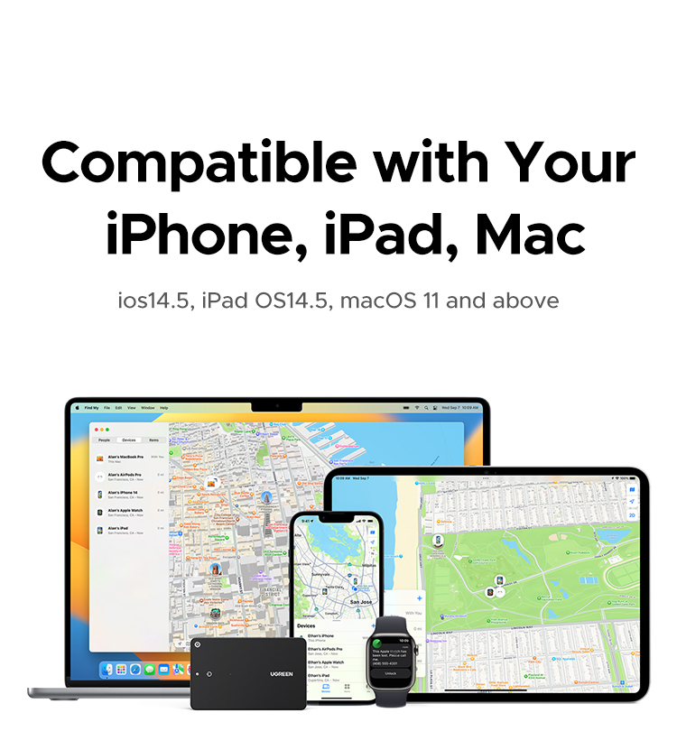 UGREEN Smart GPS Tracker Mini Tracking Device For Apple Find My APP ...