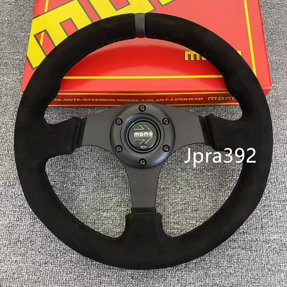 MOMO Suede Car Flat Frame Steering Wheel Car Modification Universal ...