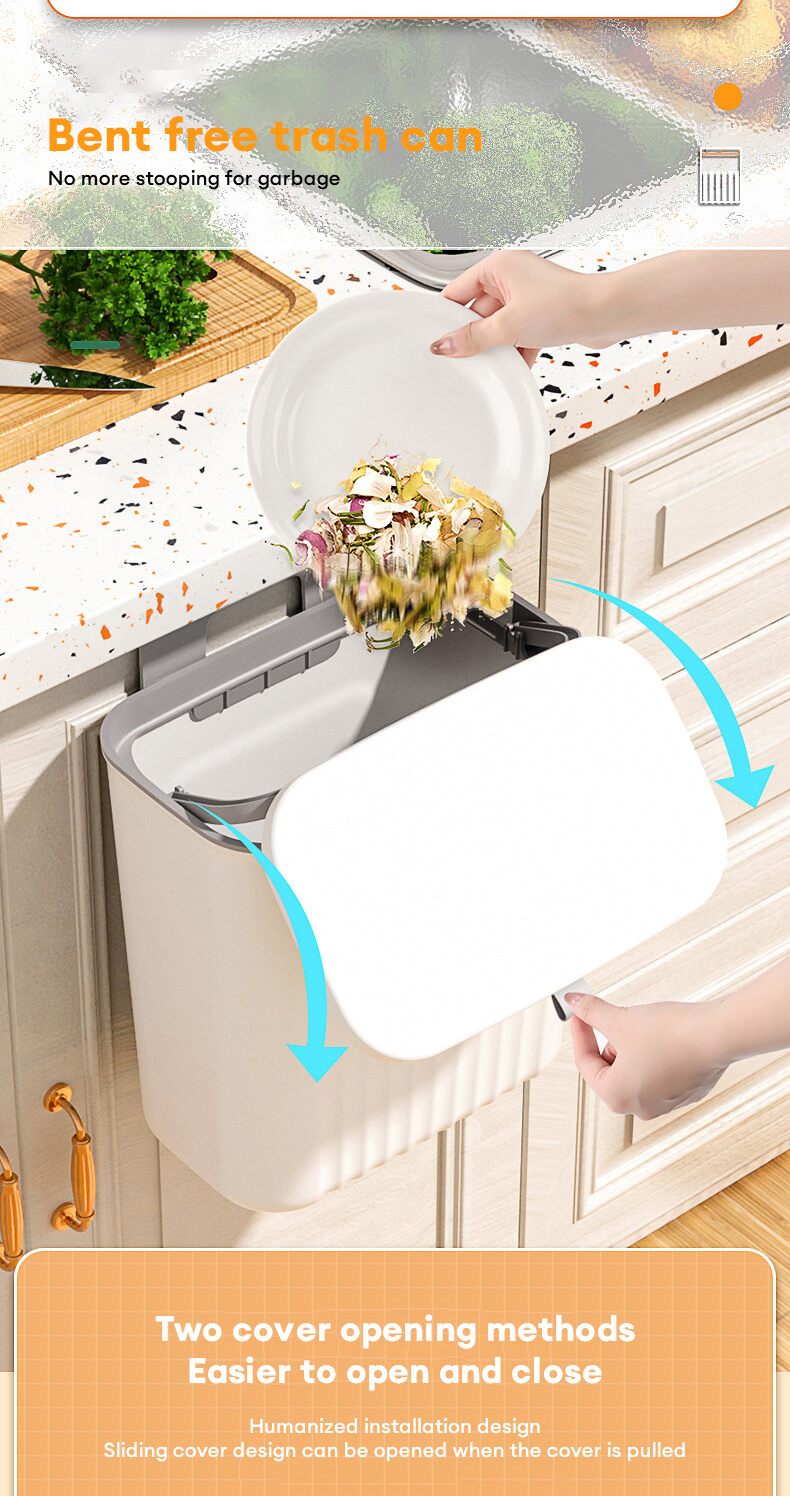 Upgraded Kitchen Hanging Dustbin Wall Mounted Rubbish Bin 9L Trash ...