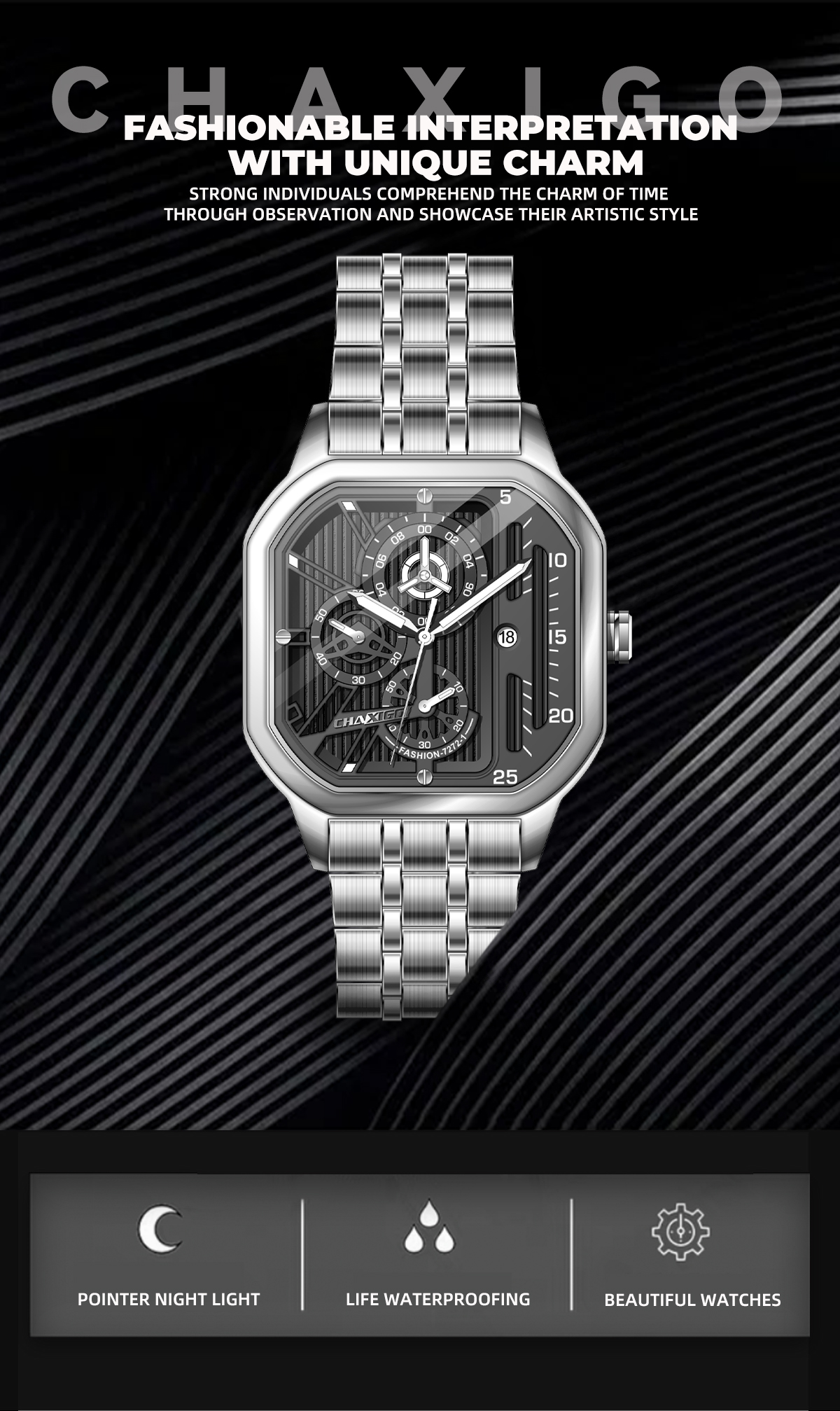 CHAXIGO Men's Quartz Watches Alloy Dials Business Men's Watches ...