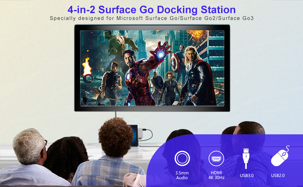 Surface Go/Go2/Go3/Go4 Docking Station 4in1 Microsoft Surface Go ...
