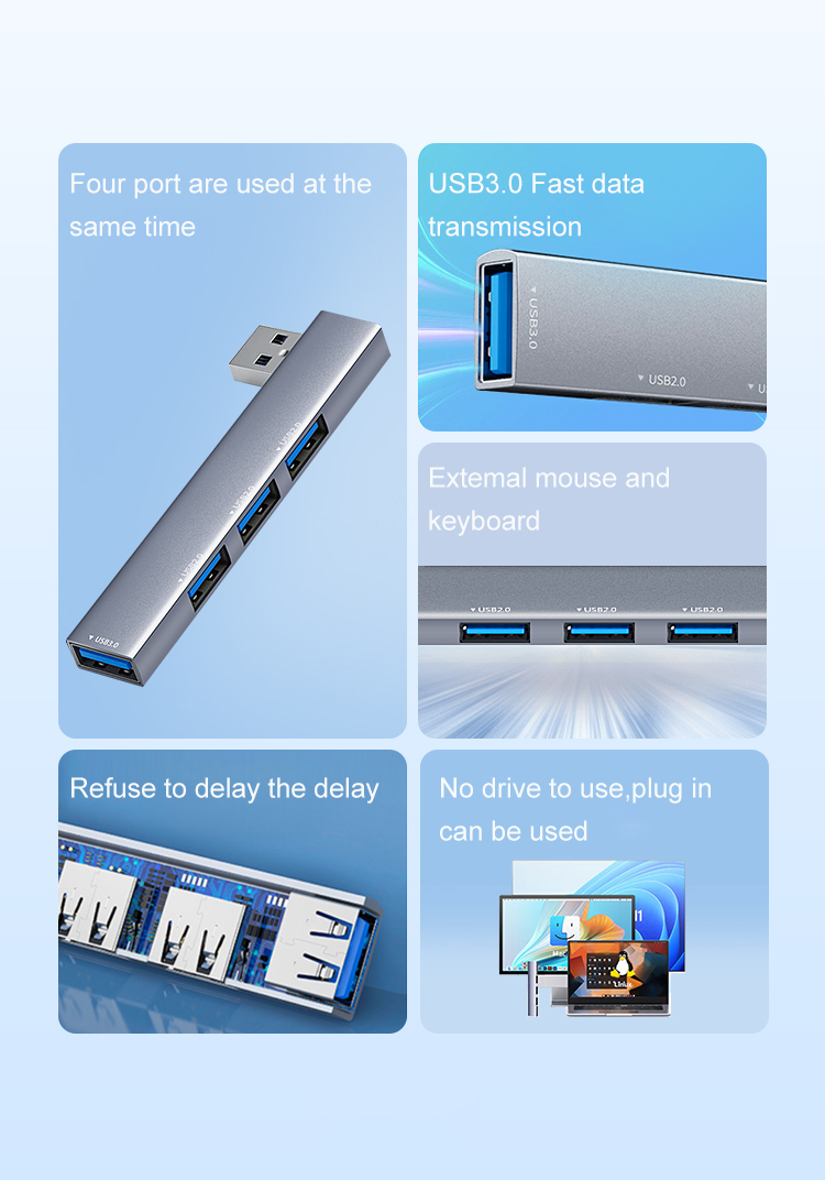 USB C Hub Portable Ultra-Slim Type-C to USB Multiport Adapter with USB ...