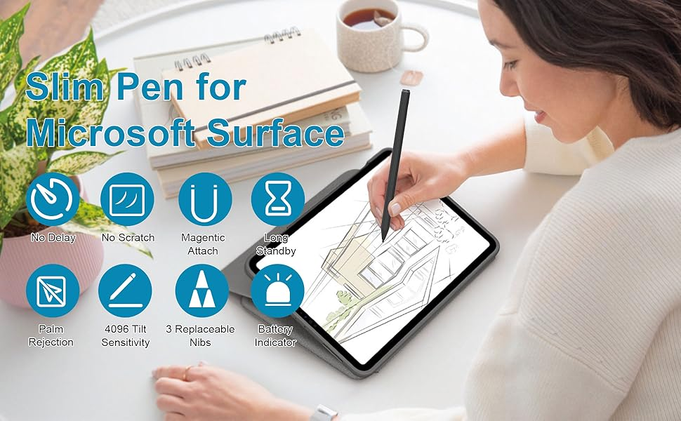 Stylus Pen for Microsoft Surface Pro Pen for Surface Pro 9/10/11/12/8/X/7/7 plus/6/5 Surface ...