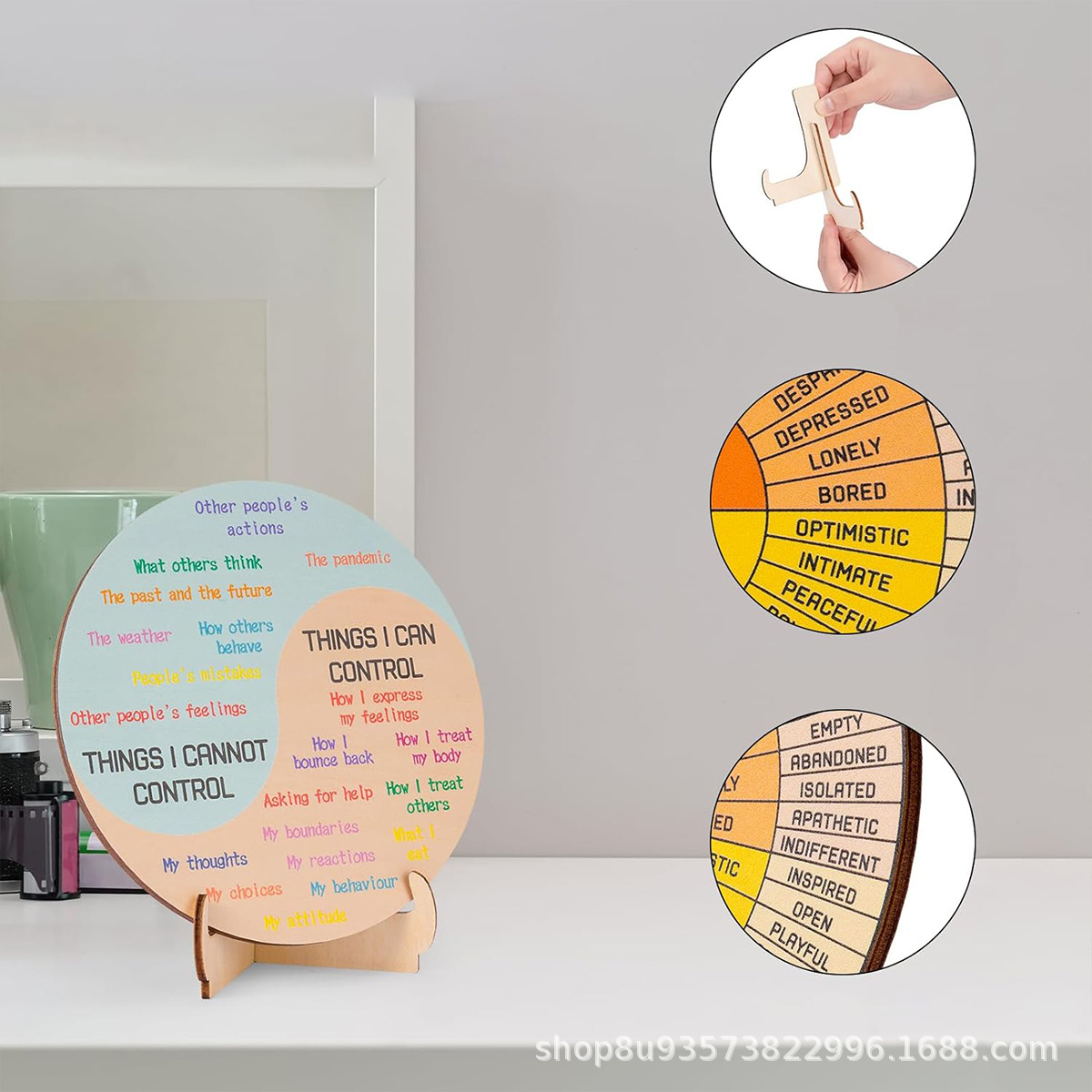 Feelings Wheel Therapy Office Desk Decor - Double Sided Mental Health ...
