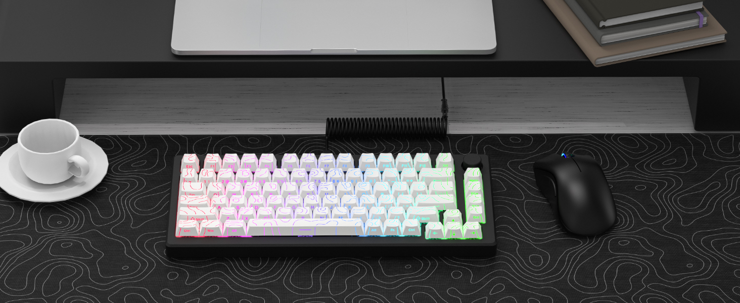 Womier Ink Powder Shine Through Keycaps PBT Double Shot Side Printed ...