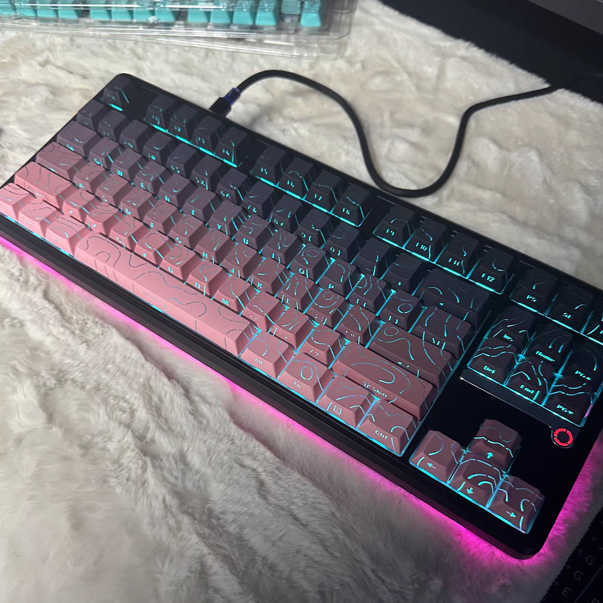 Womier Ink Powder Shine Through Keycaps PBT Double Shot Side Printed ...