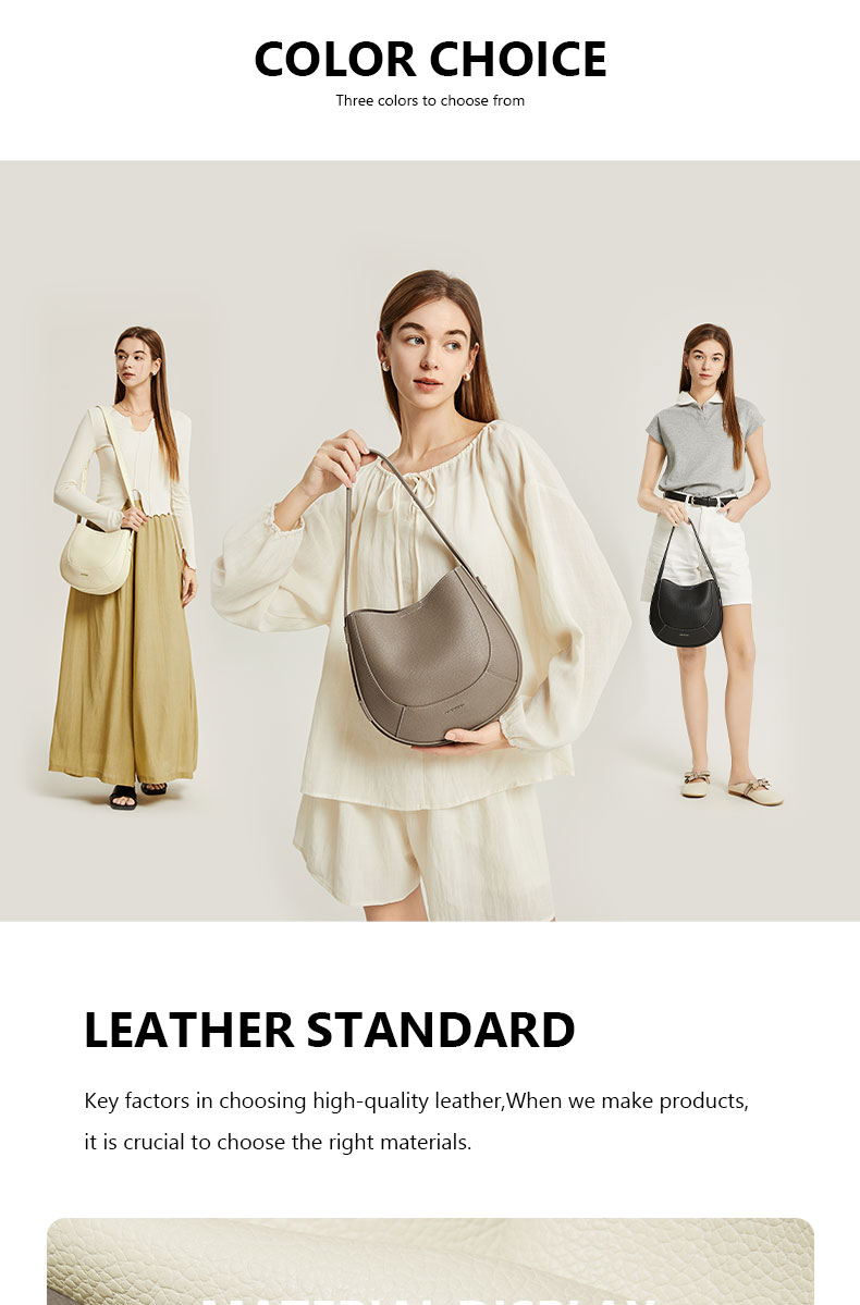 Bostanten Semicircular Bag with Magnetic Buckle Design, High-end and Exquisite Women's Shoulder ...