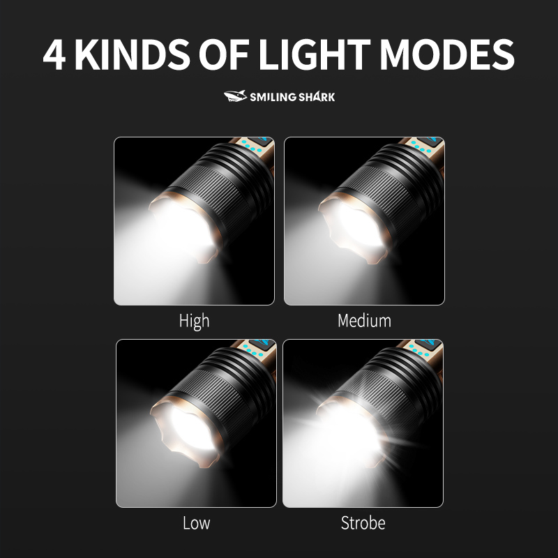 SMILING SHARK LED Torch Light M80 10000LM Powerful Flashlight 4Modes ...