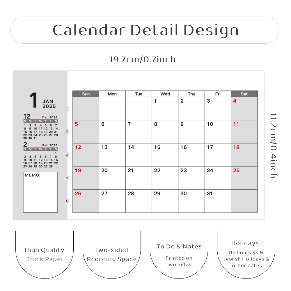 2025-2026 Desk Calendar Transparent Waterproof PVC Cover 2 Years ...