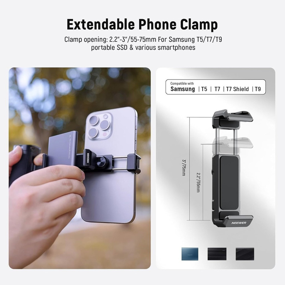 NEEWER PA028E Bluetooth Side Handle with Phone Holder & SSD Holder for ...