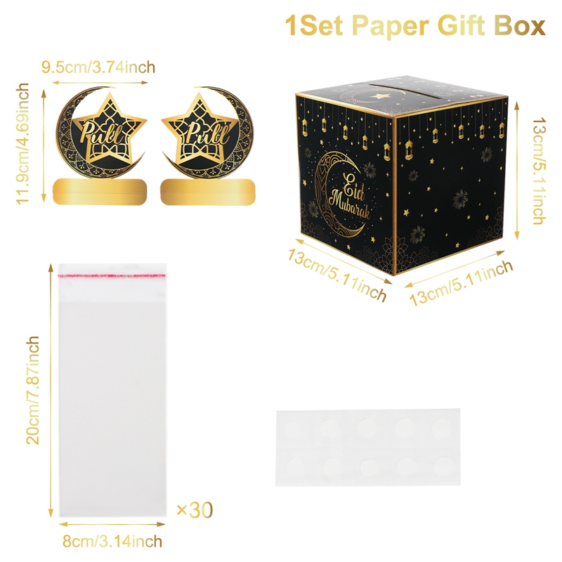 30pcs Black Gold Surprise Eid Money Pull-Out Gift Box Islamic Muslim ...