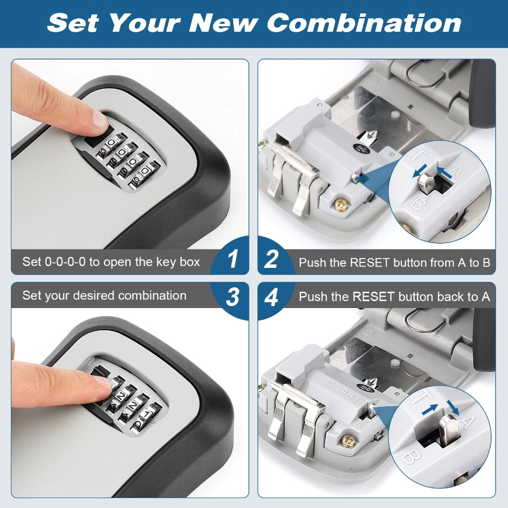 Key Safe Box Key Box Wall Mount Numbering Lock Key Storage Lock Box 4 ...