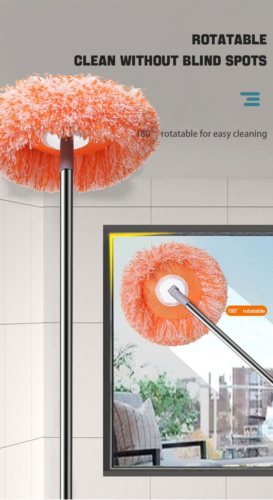 Round Mop 2M Extendable Mop Lantai Sunflower Dust Mop Floor Wall ...