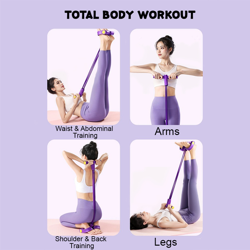 【Ready Stock】YLD 6 Tubes Elastic Yoga Pedal Puller, Sit Up Resistance Band Multi-Function ...