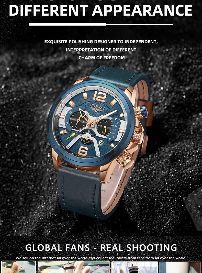 ZUNPAI Jam Tangan Lelaki Original Waterproof Stainless Steel Leather ...