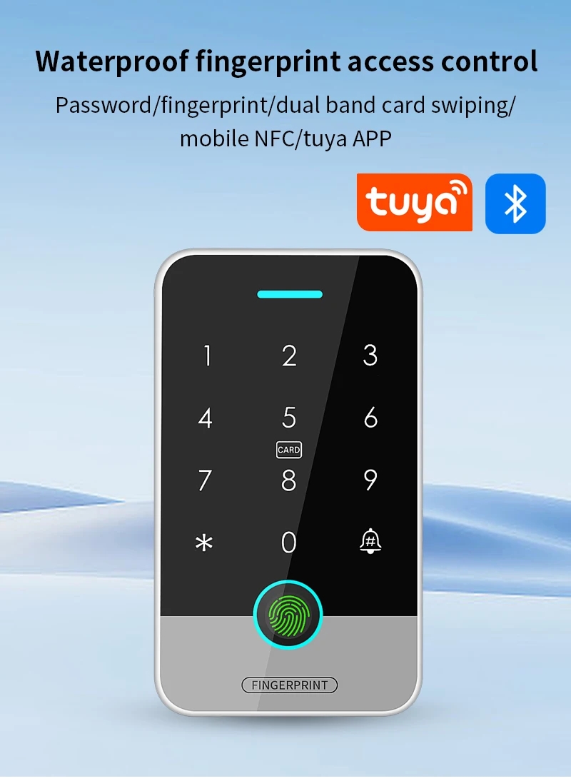 IP67 Access Control Door system Tuya RFID 13.56Mhz NFC Bluetooth Fingerprint Keypad work with ...