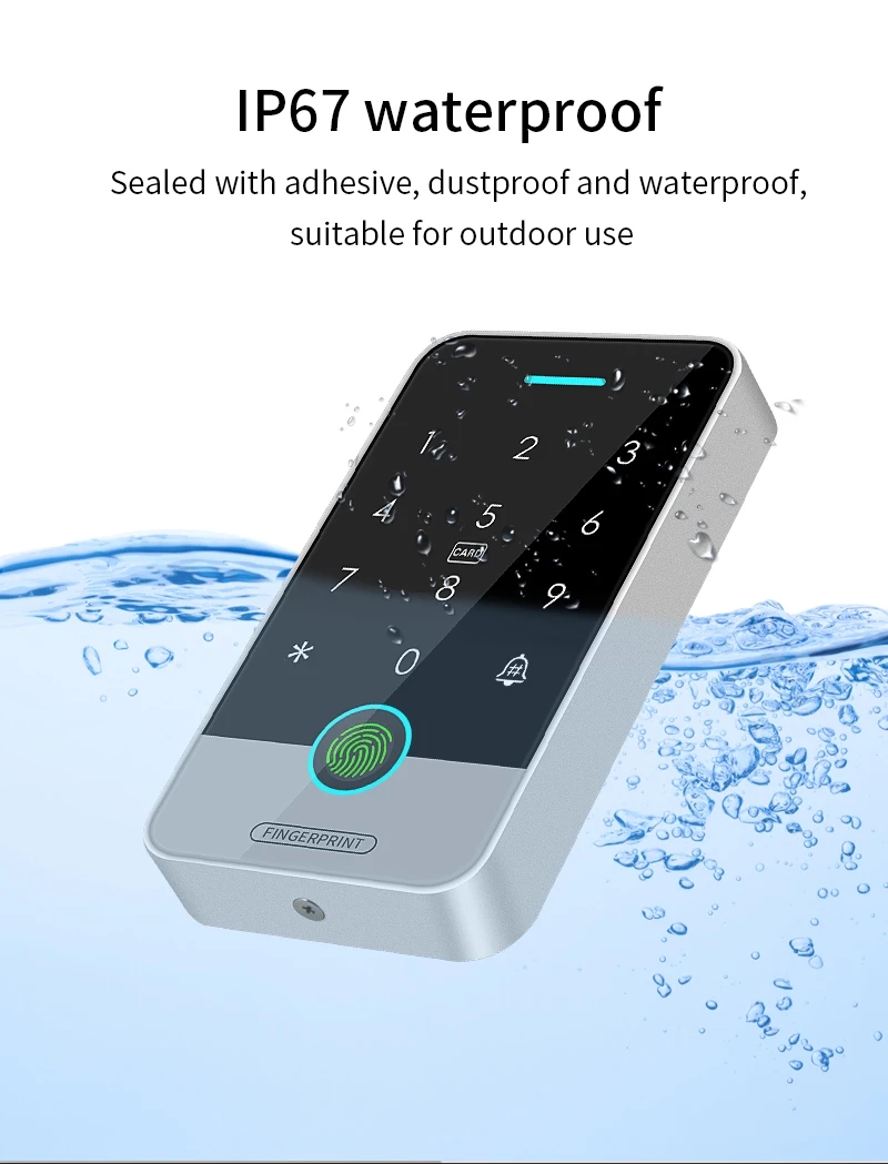 IP67 Access Control Door system Tuya RFID 13.56Mhz NFC Bluetooth Fingerprint Keypad work with ...