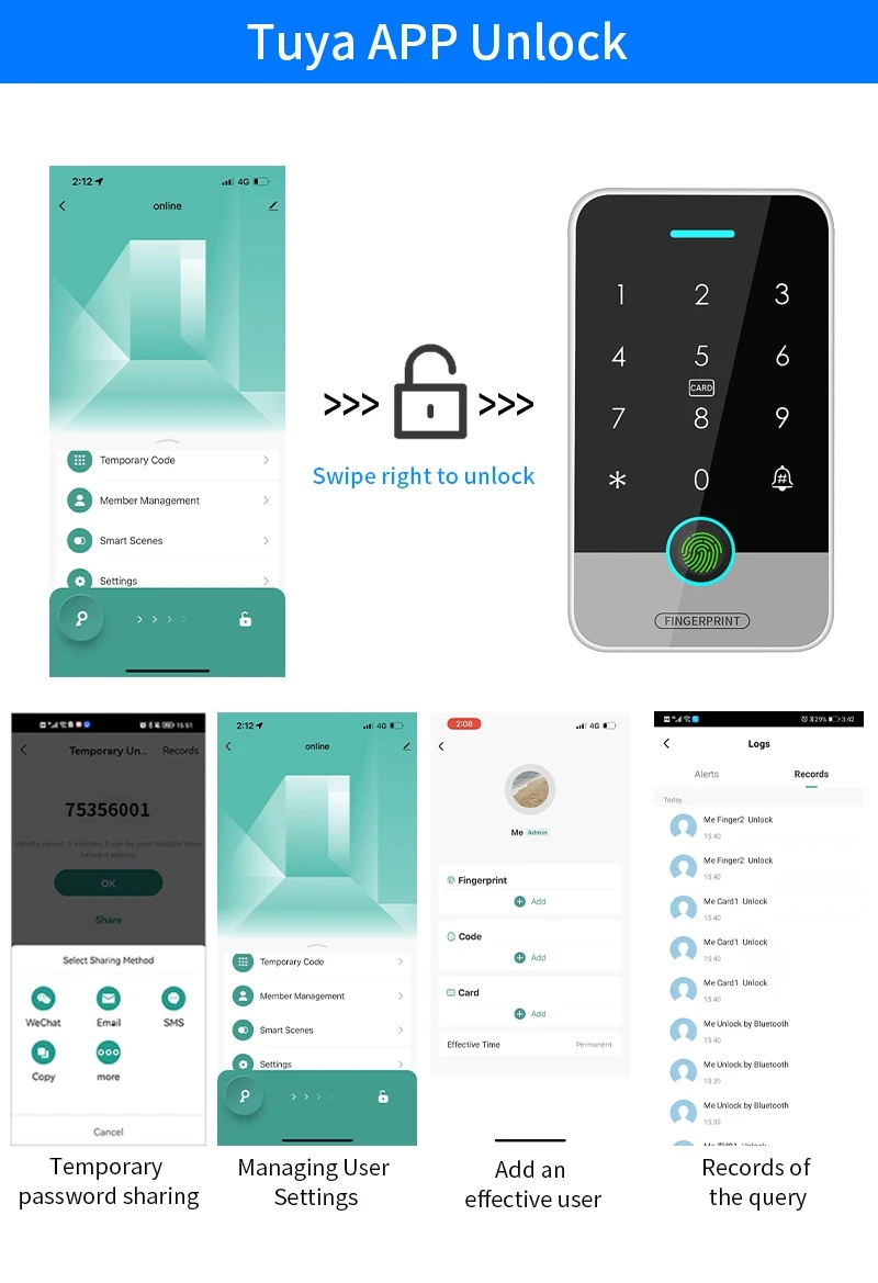 IP67 Access Control Door system Tuya RFID 13.56Mhz NFC Bluetooth ...