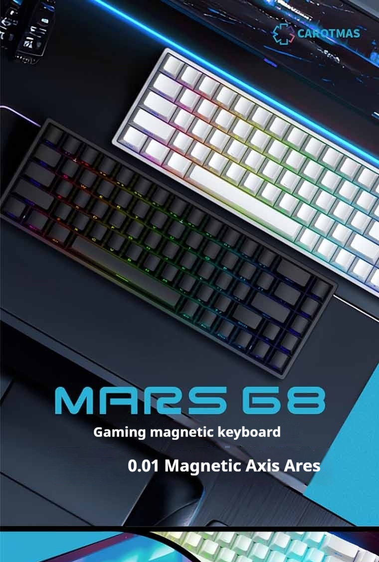 Carotmas Mars68 three mode e-sports magnetic axis keyboard, 8k return rate. RT0.01MM, Hot ...