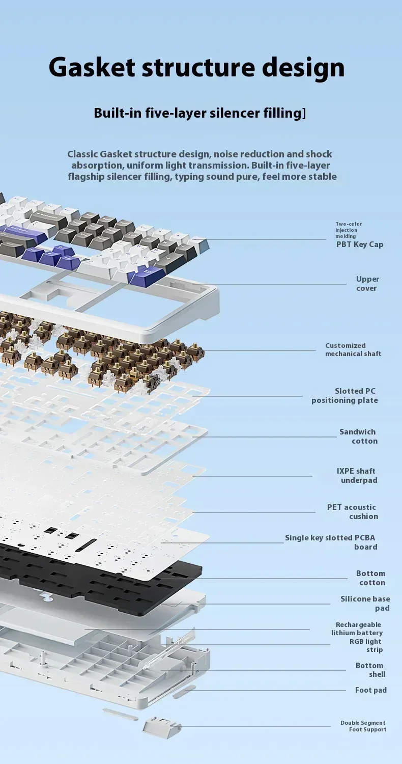 AULA F108 Pro Wireless Mechanical Keyboard 100% Hot swappable RGB ...