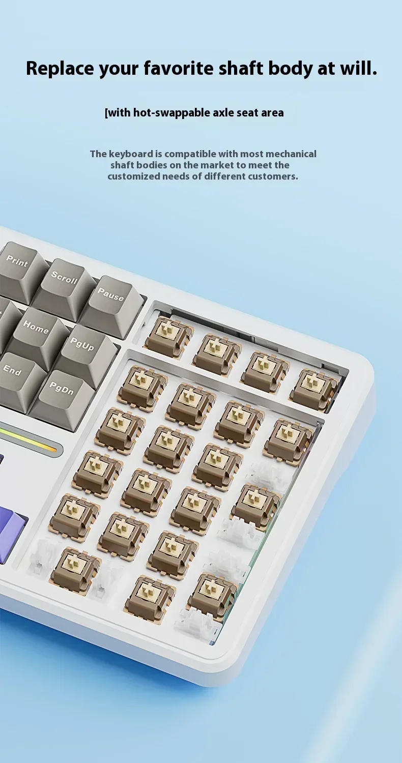 AULA F108 Pro Wireless Mechanical Keyboard 100% Hot swappable RGB ...