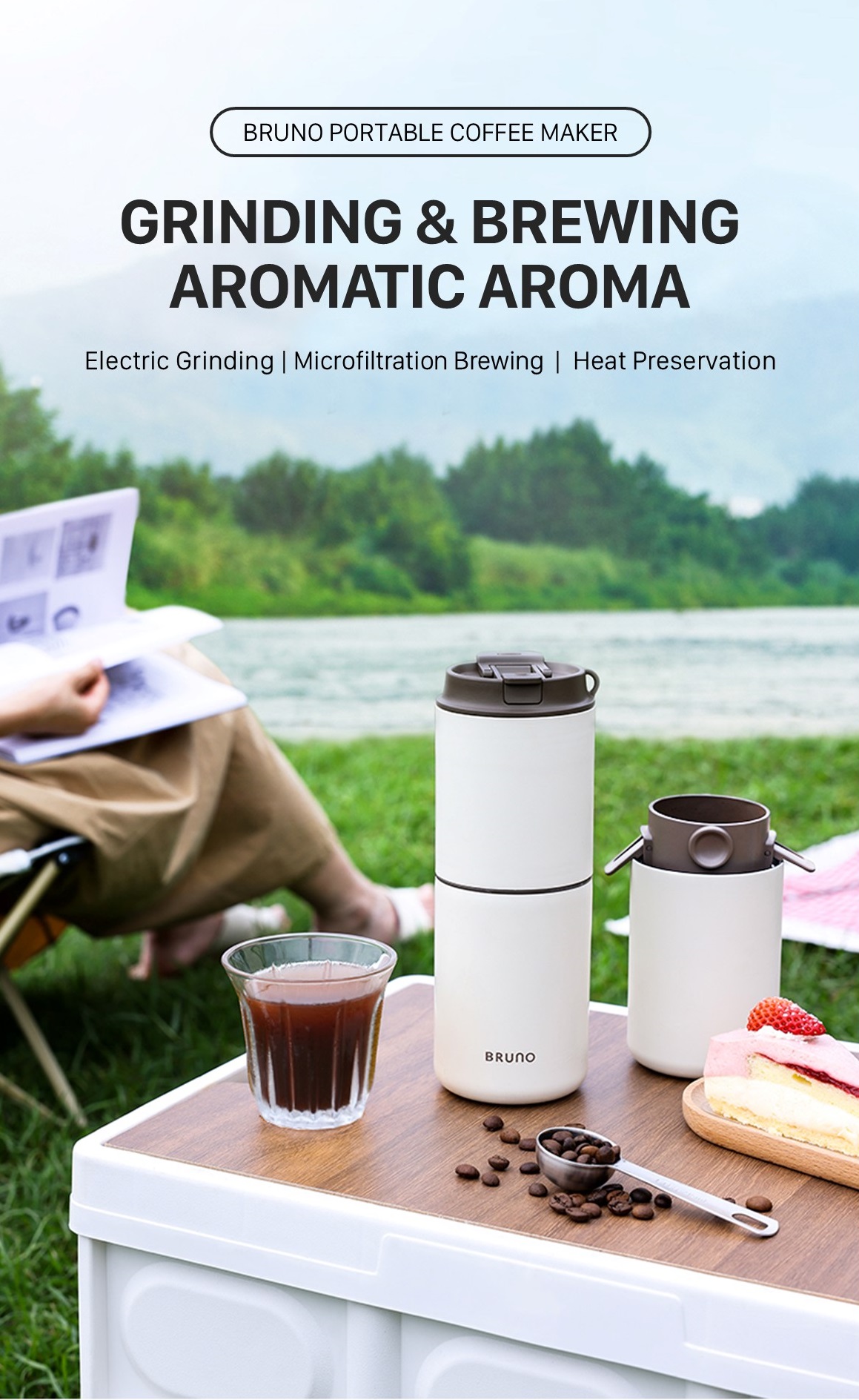 BRUNO Portable Coffee Machine Semi-Automatic Maker Travel Coffee Cup ...