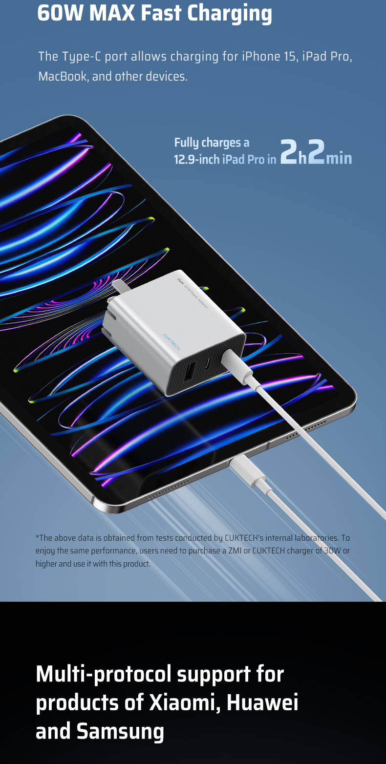 CUKTECH 60W 3A Type-C to Type-C Fast Charging Cable for iP16/15 Macbook Xiaomi Samsung Realme ...