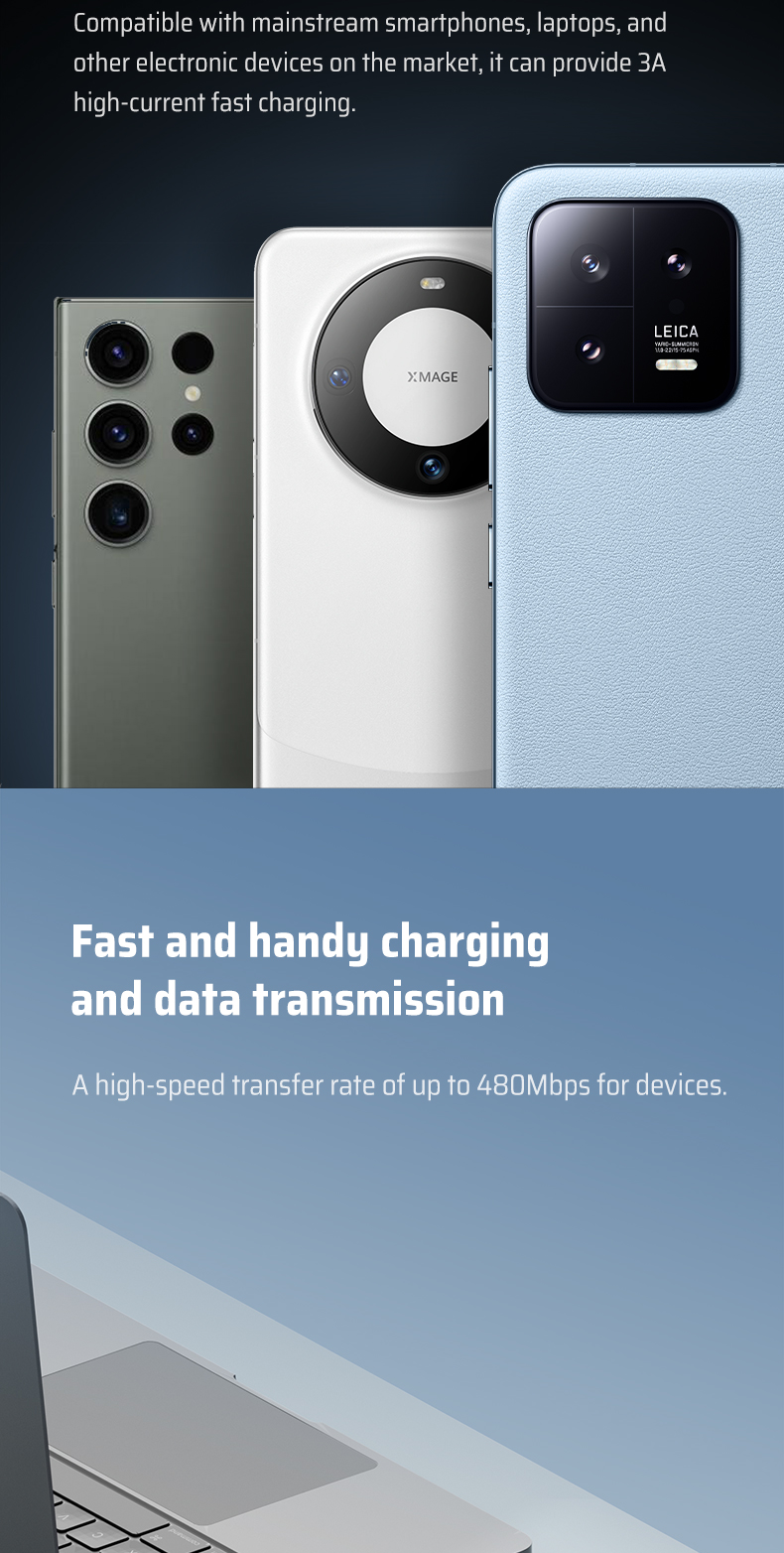 CUKTECH 60W 3A Type-C to Type-C Fast Charging Cable for iP16/15 Macbook ...