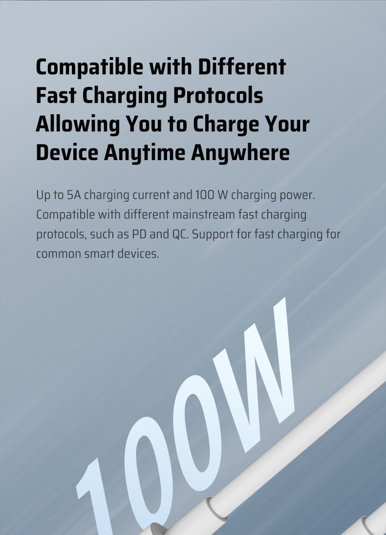 CUKTECH 100W 5A Type-C to Type-C Fast Charging Cable for iP16/15 ...