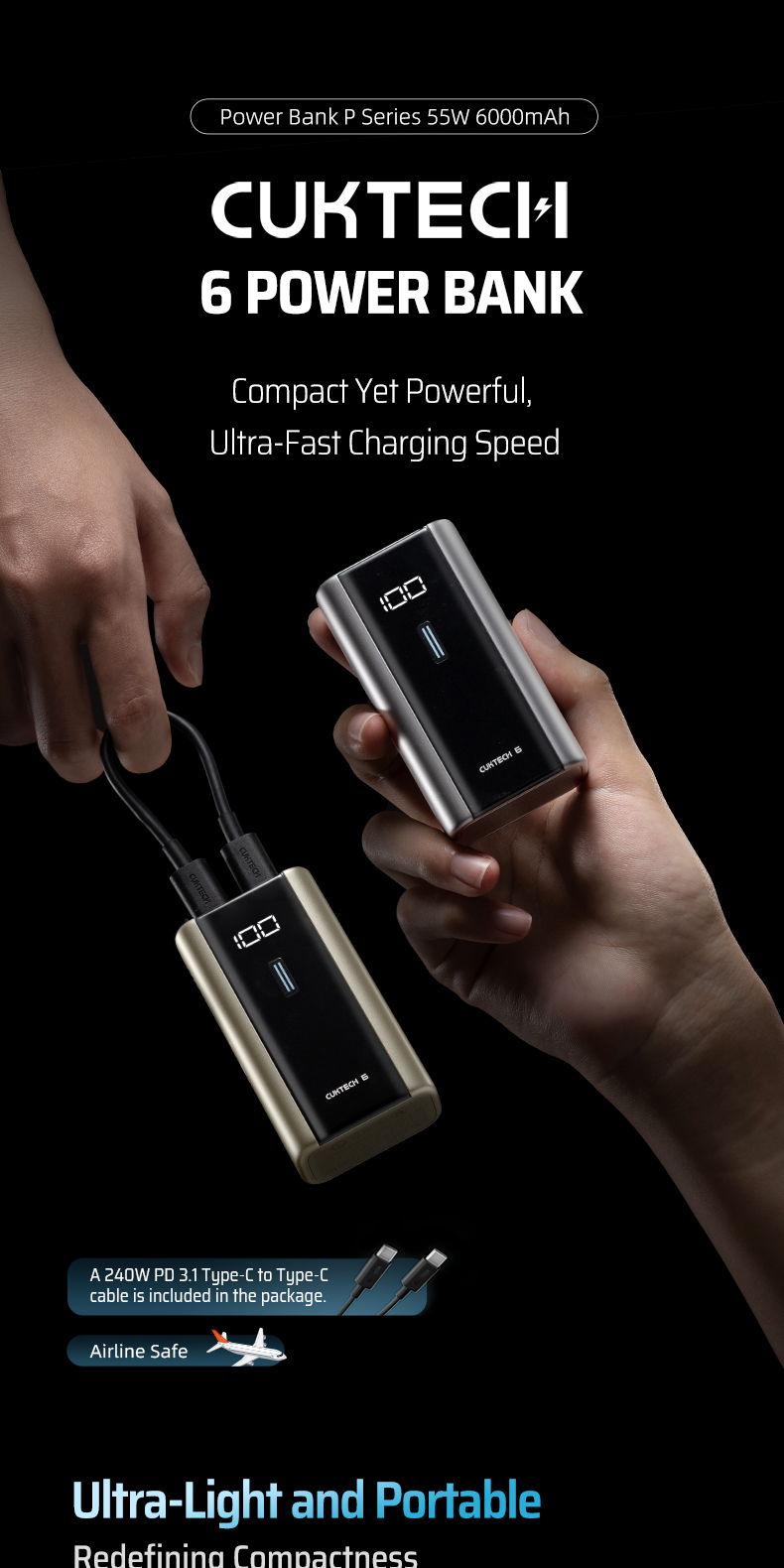 CUKTECH Mini Powerbank 55W Max Fastcharging 6000mAh Powerbank PD3.0 ...