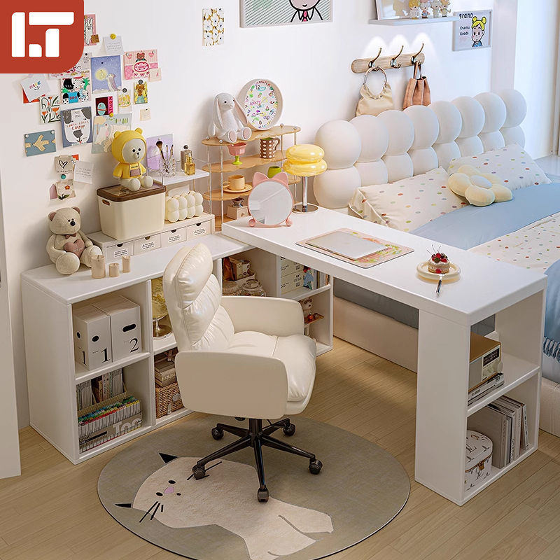 L Shape Study Table Meja Belajar Study Table with Bookshelf Dressing Table L Shape Table Table ...